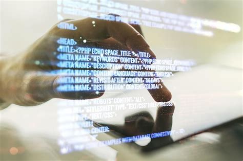 Premium Photo Multi Exposure Of Abstract Software Development