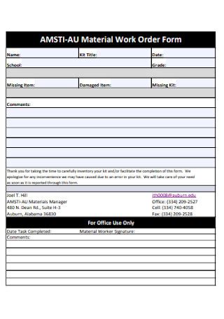SAMPLE Work Order Forms In PDF MS Word