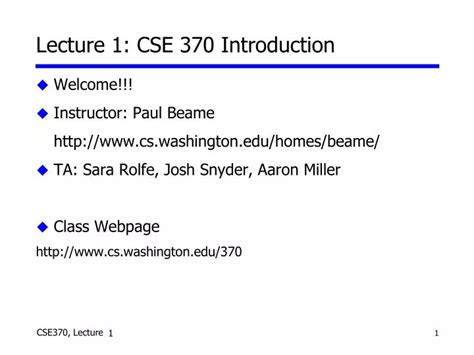 Ppt Lecture 1 Cse 370 Introduction Powerpoint Presentation Free