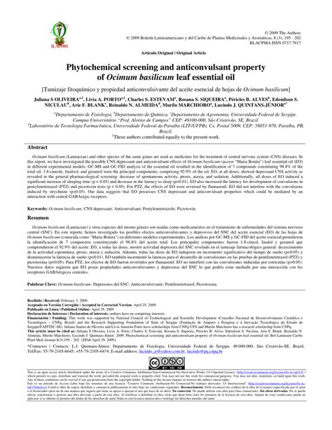 Pdf Phytochemical Screening And Anticonvulsant Property Of Ocimum