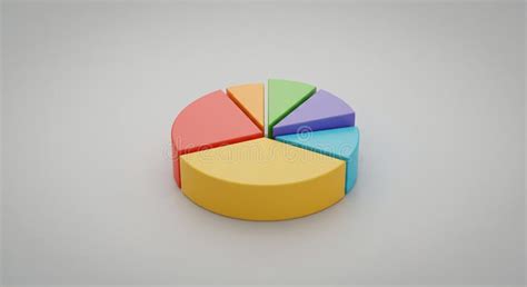 A 3d Pie Chart With Six Segments Each In A Distinct Color Red Orange Yellow Green Blue