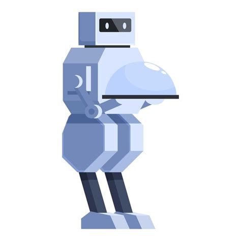Premium Vector Modern Robot Waiter Holding Serving Tray With Metal Cloche