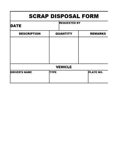 Scrap Disposal Form Pdf