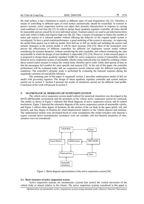 Optimization Of Automobile Active Suspension System Using Minimal Order Pdf