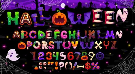 Cartoon Halloween Monsters Alphabet Font Stock Vector Illustration Of