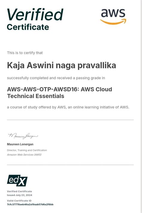 Aws Cloudcomputing Edx Learnaws Careergrowth Aswini Kaja