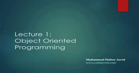 Pdf Lecture 2 Object Oriented Programming 1 Ooppdfprocedural Vs Object Oriented Programming