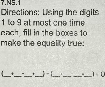 Solved 7 NS 1 Directions Using The Digits 1 To 9 At Most One Time