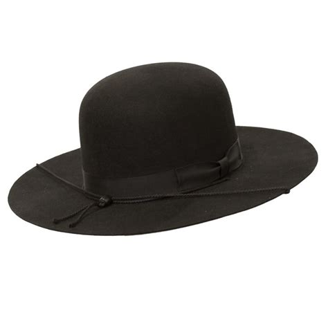 Levine Hats Undertaker Wide Flat Brim Amish Hat Wool Felt Open Crown