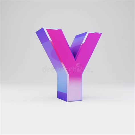 3D May Scula De La Letra Y Fuente Multicolora Rendida Del Metal Con Reflexiones Brillantes Y