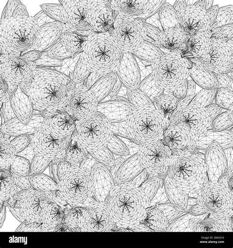 Wireframe Grass With Herbs And Wild Flowers Vector Isolated Wireframe