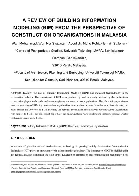 Pdf A Review Of Building Information Modeling Bim From The