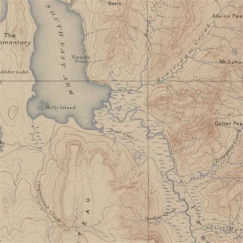Yellowstone Topographic Map Of Lake Section 1904 Map Yellowstone Map