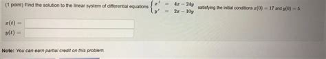 solved 1 point find the solution to the linear system of