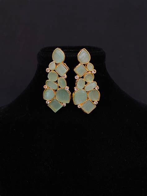 Mint Green Statement Earrings Bellus By Bia