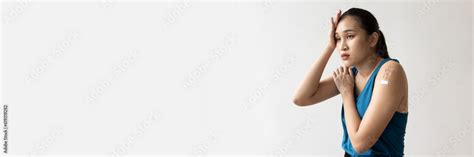 Vaccination With Negative Side Effect Asian Woman With Injection Spot