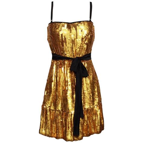 Dandg Gold Sequin Cocktail Dress Size 42