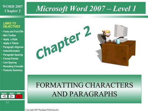 word chapter 2 formatting characters and paragraphs ppt