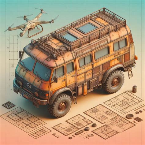 Classic Retro Vintage Rusty Off Road Camper Custom Vintage Van With