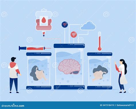 Vector Illustration Of Professors And Doctors Conducting Experiments