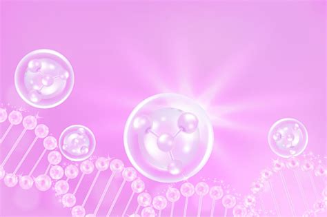 히알루론산 모발 및 피부 솔루션 광고 분홍색 콜라겐 세럼 드롭 화장품 광고 배경 그림 벡터 Dna에 대한 스톡 벡터 아트 및