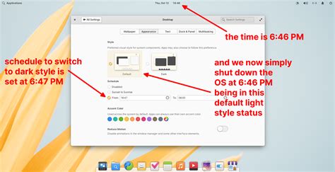 Scheduled Switch To Dark Style Does Not Dim The Wallpaper After Cold