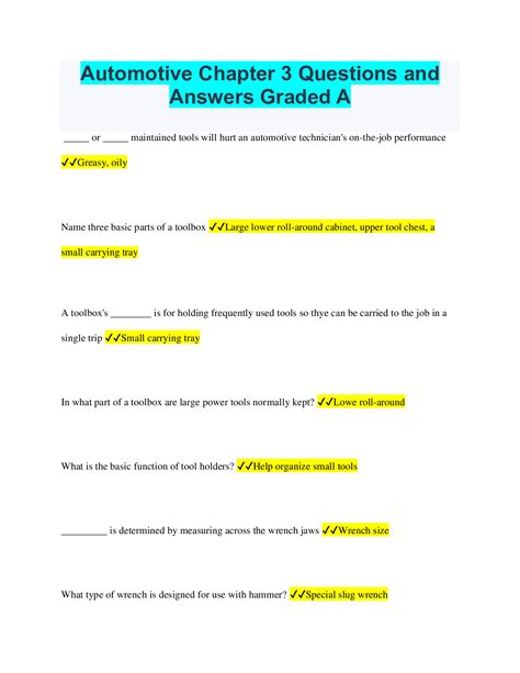 Automotive Chapter 3 Questions and Answers Graded A - Scholarfriends