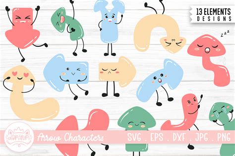 Funny Arrow Characters Clipart Bundle Graphic By Dapiyupi · Creative Fabrica