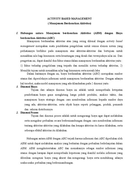 Activity Based Management Pdf