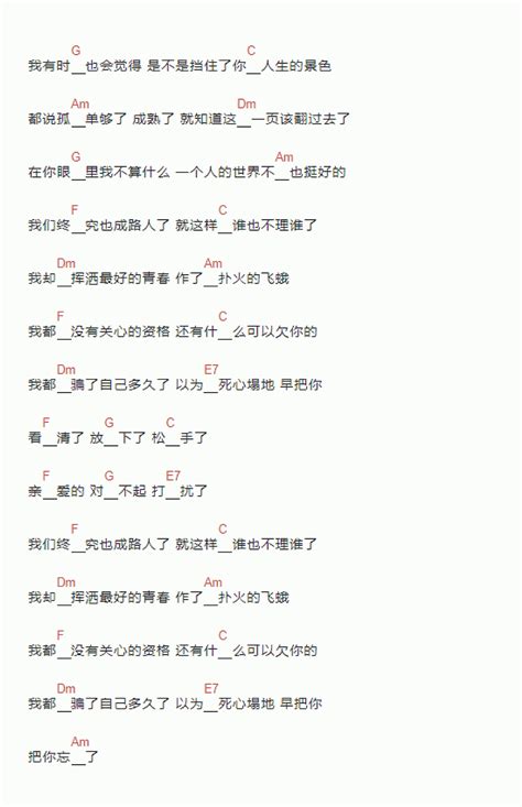 虎二《你应该很快乐吉他谱》c调