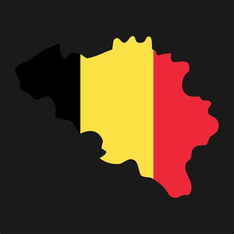 Bélgica mapa silueta con bandera sobre fondo negro Vector en Vecteezy
