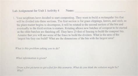 Solved Lab Assignment For Unit 1 Activity 4 Name 1 Your