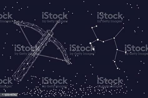 조디악 기호 궁수자리 점성술 별자리의 상징 수평 배너 엽서 브로셔 페이지 소책자 용 템플릿 과학에 대한 스톡 벡터 아트 및 기타