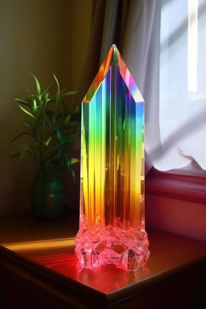 Premium Ai Image Crystal Prism Refracting Light Into A Rainbow