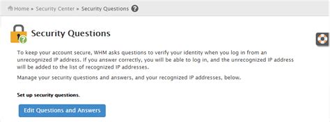 Configure Security Questions For WHM Login PlotHost