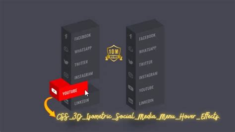 CSS 3D Isometric Social Media Menu Hover Effects #webdevelopment #html ...