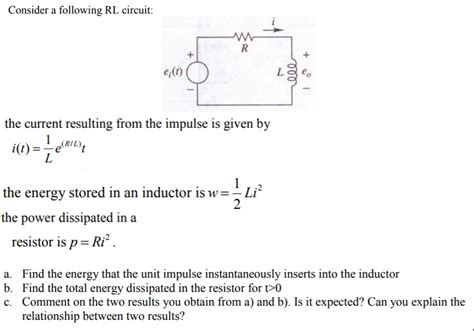 Solved Consider A Following Rl Circuit E T The Current Chegg