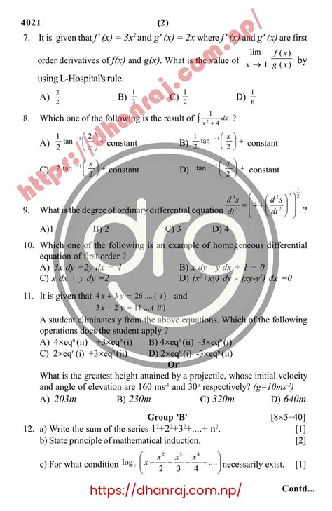 Class 12 Mathematics Question Paper 2081 2024 General Stream Neb Download In Pdf Dhan