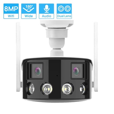 Hamrol 4K 8MP 180 Ultra Wide Angle Dual Lens Outdoor WIFI Camera Two