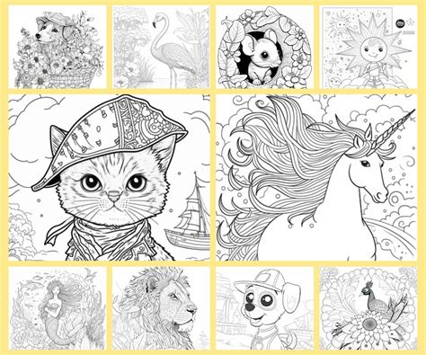 100 Midjourney Coloring Pages Prompts AI Prompts Create Etsy