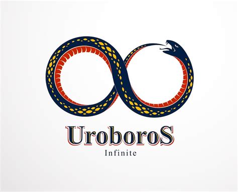 자신의 이야기를 먹는 뱀 무한대 상징 모양의 Uroboros 뱀 삶과 죽음의 끝없는 순환 Ouroboros 고대 상징 벡터