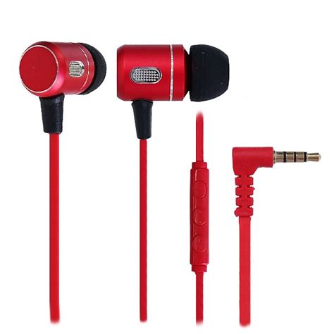 エール カナル型 インイヤーホン レッド コントローラー付 12m L型 φ35プラグ 高音質 おしゃれ かわいい スマホ イヤホン