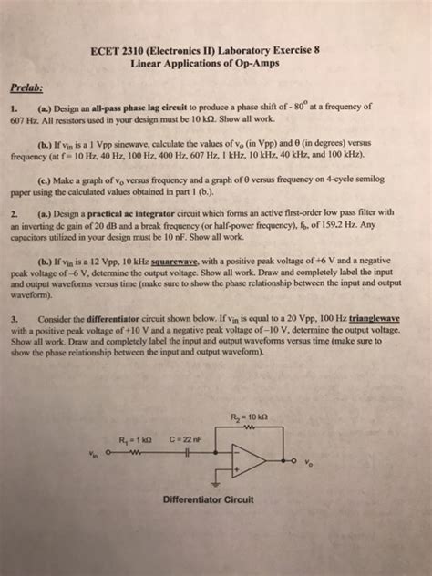 Solved Ecet 2310 Electronics Ii Laboratory Exercise 8