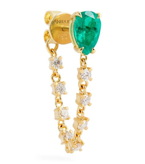 Anita Ko Yellow Gold Diamond And Emerald Loop Single Earring Harrods Us