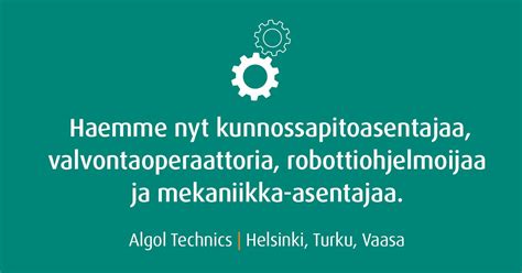Algol Technics Oy On Linkedin Rekry Ouralgol