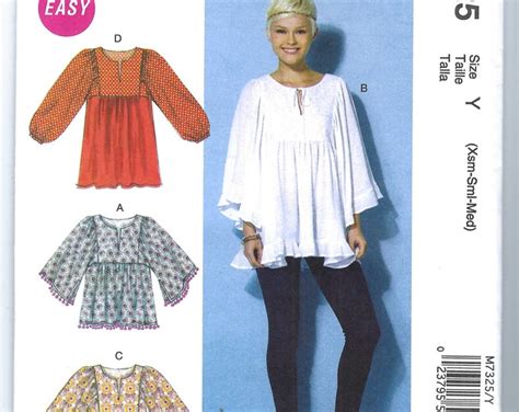 Uncut Mccalls Sewing Pattern 205 7325 Misses Gathered Tops And Tunic Size Xs S M L Xl Xxl Ff Etsy