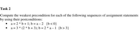 solved compute the weakest precondition for each of the