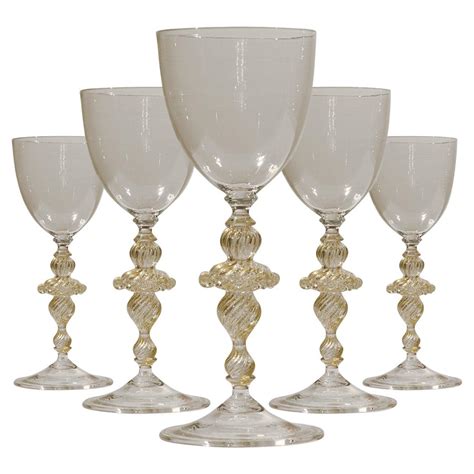 Large Antique Venetian Wine Glasses Set Of Eight At 1stdibs