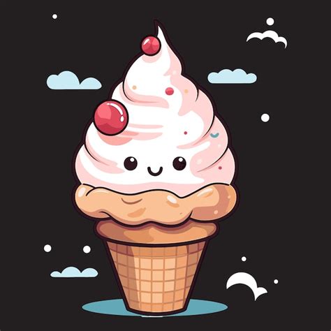 Premium Vector Cute Ice Cream Cone Cartoon Vector Icon Illustration