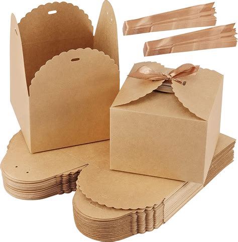 Glamifirsto Kraft Small Brown Paper Gift Box For Presents Empty Boxes With Ribbon For
